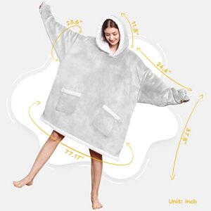 Blanket Hoodie Wearable Blanket Hoodie Oversized Hoodie for Women,Cozy Warm Big Giant Sherpa Blanket Hoodie,Birthday Gifts for Women Grey