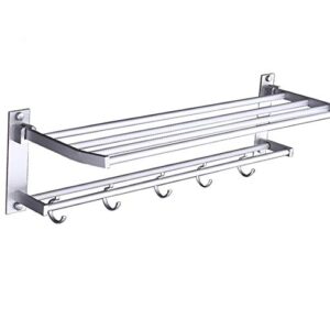 lukeo bathroom towel racks foldable alumimum chrome towel holder wall mounted towel shelf with hooks