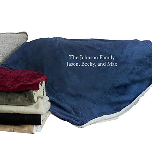 GiftsForYouNow Embroidered Any Message Personalized Sherpa Throw Blanket, Navy, Measures 50" by 60", Custom Blanket with Name, 100% Soft Polyester Throw