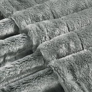 Home Soft Things Grey Plain Faux Fur Throw Blanket, String Grey - 50'' x 60'' Shiny Silky Smooth Soft Heavy Bed Couch Cover Warm Comfortable Cozy Elegant Plush Throw for Living Room Bedroom