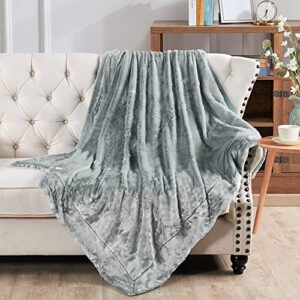 Home Soft Things Grey Plain Faux Fur Throw Blanket, String Grey - 50'' x 60'' Shiny Silky Smooth Soft Heavy Bed Couch Cover Warm Comfortable Cozy Elegant Plush Throw for Living Room Bedroom