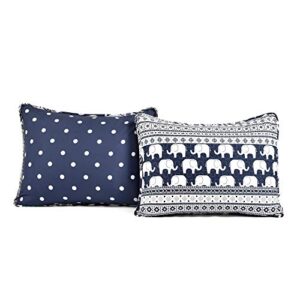 Lush Decor Elephant Stripe 5 Piece Quilt Set, Navy, Full Queen