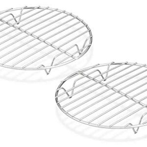 TeamFar Round Cooling Rack Set of 2, 7½ Inch Round Rack Baking Steaming Roasting Rack Set Stainless Steel, Healthy & Dishwasher Safe, Mirror Finish & Rust Free