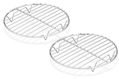 TeamFar Round Cooling Rack Set of 2, 7½ Inch Round Rack Baking Steaming Roasting Rack Set Stainless Steel, Healthy & Dishwasher Safe, Mirror Finish & Rust Free