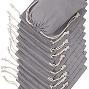 DR 100 Percent Cotton Muslin Drawstring Bags 12-Pack For Storage Pantry Gifts (Smoke 120033)