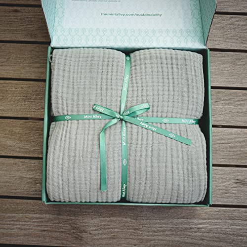 Mint Alley Cotton Muslin Blanket 4-Layer Dark Grey Blankets for Adult 79 x 83 inch Extra Large Lightweight Soft Breathable Throw Comfort Blanket All Season