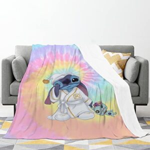 Stitch Blanket Stitch Gifts for Girls Stitch Throw Blanket for Kids Women Adults Cartoon Flannel Fleece Blankets for Couch Bed Sofa 40"x50"