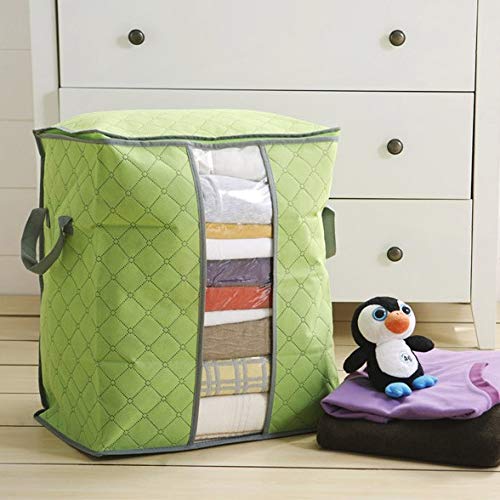 LucaSng Large Capacity Non-Woven Fabric Storage Bag, Cotton Quilt Storage Bag for Clothing Sorting (One Size,GN)