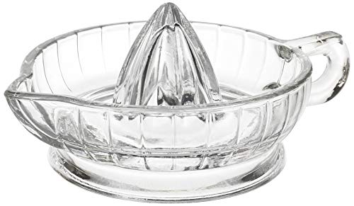 HIC Citrus Juicer Reamer with Handle and Pour Spout, Heavyweight Glass