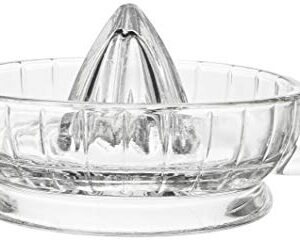 HIC Citrus Juicer Reamer with Handle and Pour Spout, Heavyweight Glass