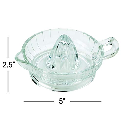 HIC Citrus Juicer Reamer with Handle and Pour Spout, Heavyweight Glass