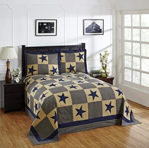 better trends star collection in printed americana design 100% cotton, full/double bedspread set, blue gold