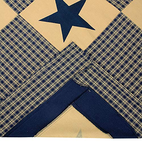 Better Trends Star Collection in Printed Americana Design 100% Cotton, Full/Double Bedspread Set, Blue Gold