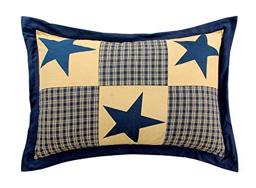 Better Trends Star Collection in Printed Americana Design 100% Cotton, Full/Double Bedspread Set, Blue Gold