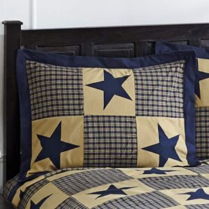 Better Trends Star Collection in Printed Americana Design 100% Cotton, Full/Double Bedspread Set, Blue Gold