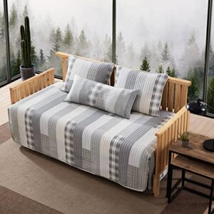 Eddie Bauer- Daybed Set, 4 Piece Cotton Bedding Set, All Season Lodge Home Décor (Fairview Grey, Daybed)