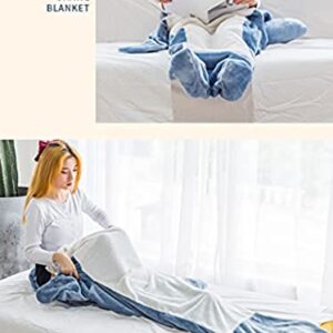 Shark Blanket Super Soft Cozy Flannel Hoodie Shark Sleeping Bag Shark Tail Wearable Fleece Throw Blanket for Adult 2023 New