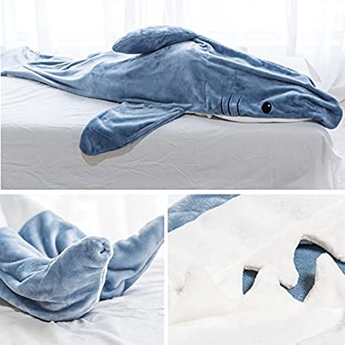 Shark Blanket Super Soft Cozy Flannel Hoodie Shark Sleeping Bag Shark Tail Wearable Fleece Throw Blanket for Adult 2023 New