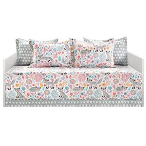 Lush Decor Pixie Fox 6 Piece Daybed Cover Set, Gray & Pink, 39"x75"