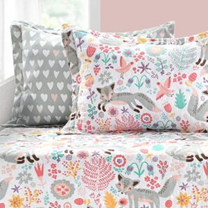 Lush Decor Pixie Fox 6 Piece Daybed Cover Set, Gray & Pink, 39"x75"