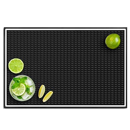 Bar Mat Counter Top - 17.7 x 11.8 inch, Black Waterproof, Non-Slip, Non-Toxic, Heavy Duty Rubber, Easy to Clean, Perfect for Bars & Restaurants, Premium Quality - Knot and Style (Premium)