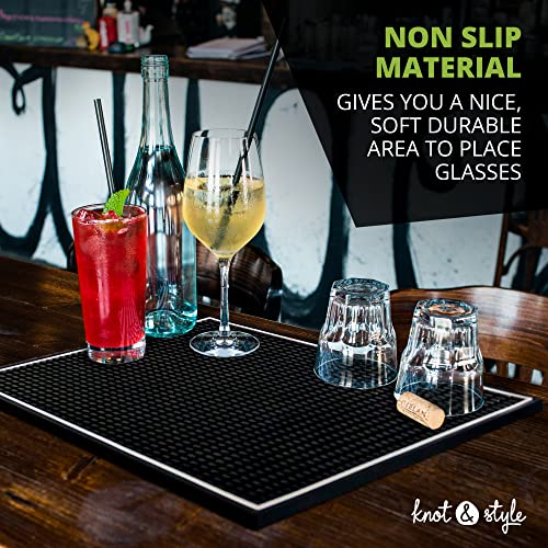 Bar Mat Counter Top - 17.7 x 11.8 inch, Black Waterproof, Non-Slip, Non-Toxic, Heavy Duty Rubber, Easy to Clean, Perfect for Bars & Restaurants, Premium Quality - Knot and Style (Premium)