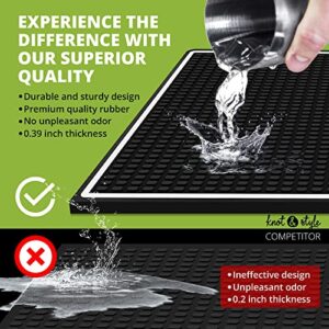 Bar Mat Counter Top - 17.7 x 11.8 inch, Black Waterproof, Non-Slip, Non-Toxic, Heavy Duty Rubber, Easy to Clean, Perfect for Bars & Restaurants, Premium Quality - Knot and Style (Premium)