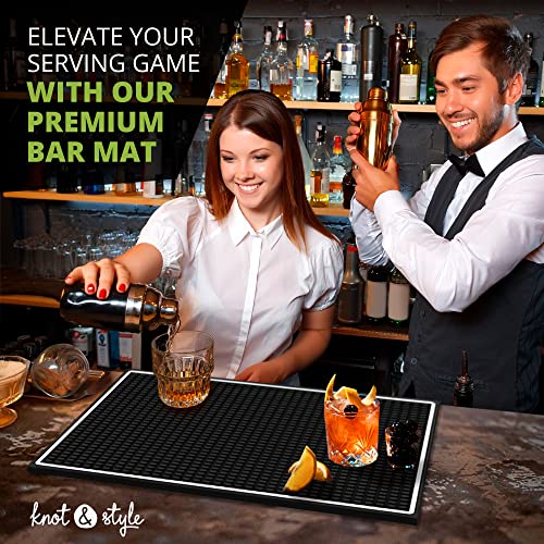 Bar Mat Counter Top - 17.7 x 11.8 inch, Black Waterproof, Non-Slip, Non-Toxic, Heavy Duty Rubber, Easy to Clean, Perfect for Bars & Restaurants, Premium Quality - Knot and Style (Premium)