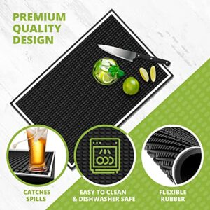 Bar Mat Counter Top - 17.7 x 11.8 inch, Black Waterproof, Non-Slip, Non-Toxic, Heavy Duty Rubber, Easy to Clean, Perfect for Bars & Restaurants, Premium Quality - Knot and Style (Premium)