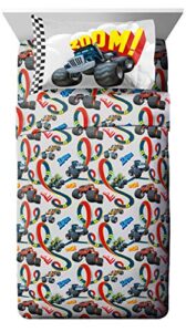 jay franco nickelodeon blaze fast track 3 piece twin sheet set, 39" x 75"