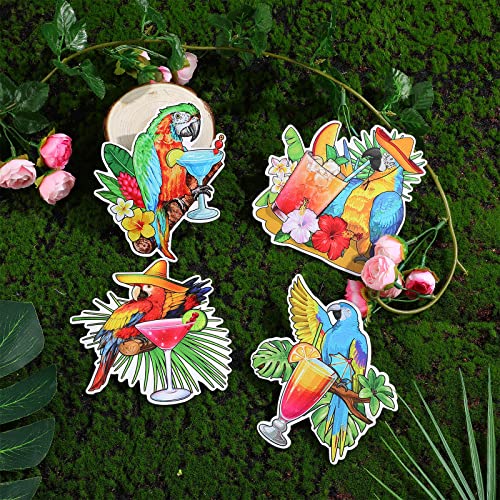 4 Pieces Margarita Parrot Magnets Tropical Drink Cruise Door Decorations Drinking Parrot Cruise Door Magnets for Carnival Cruise Refrigerator Door (Wine Glass Theme)