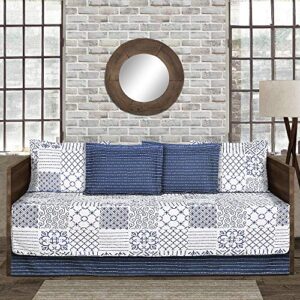 lush decor blue daybed monique 6 piece cover set, 39"x75"