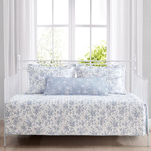 Laura Ashley Home - Daybed Set, Lightweight Bedding with Matching Shams & Pillow Cover, Home Decor for All Seasons (Walled Garden Blue, Daybed)