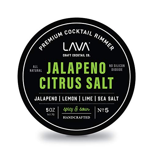 LAVA Premium Jalapeno Citrus Margarita Salt Cocktail Rimmer, All Natural Spicy Margarita Rimmer Salt, Sea Salt Rocks, Real Lime, No Silicon Dioxide, with Easy Screw-On Lid - 6oz