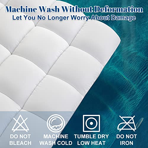 King Mattress Topper, Extra Thick Mattress Protector,Cooling Mattress Pad Cover for Back Pain, Plush & Support Bed Topper Overfilled Down Alternative with 8-21" Deep Pocket (White, King)