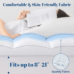 King Mattress Topper, Extra Thick Mattress Protector,Cooling Mattress Pad Cover for Back Pain, Plush & Support Bed Topper Overfilled Down Alternative with 8-21" Deep Pocket (White, King)