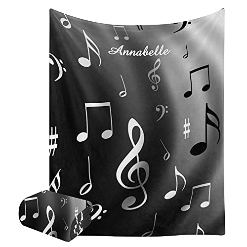 Anneunique Abstract Music Notes Throw Blanket Custom Blankets with Name Personalized Throw Fleece Blanket Tapestry for Souvenirs or Gifts 50x60inch