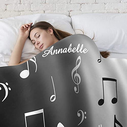 Anneunique Abstract Music Notes Throw Blanket Custom Blankets with Name Personalized Throw Fleece Blanket Tapestry for Souvenirs or Gifts 50x60inch