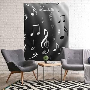 Anneunique Abstract Music Notes Throw Blanket Custom Blankets with Name Personalized Throw Fleece Blanket Tapestry for Souvenirs or Gifts 50x60inch