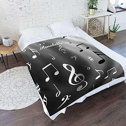 Anneunique Abstract Music Notes Throw Blanket Custom Blankets with Name Personalized Throw Fleece Blanket Tapestry for Souvenirs or Gifts 50x60inch