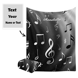 Anneunique Abstract Music Notes Throw Blanket Custom Blankets with Name Personalized Throw Fleece Blanket Tapestry for Souvenirs or Gifts 50x60inch