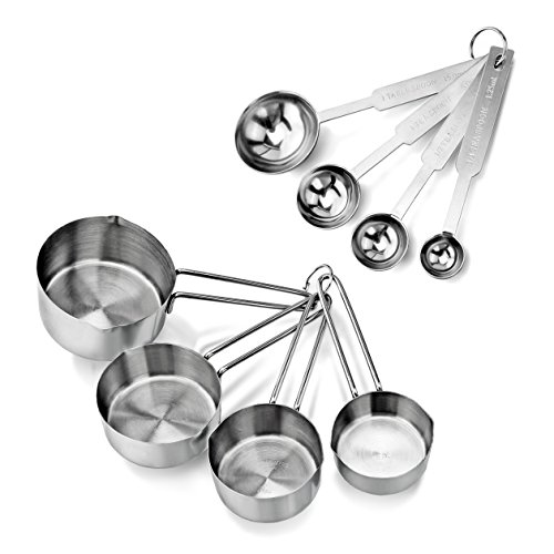 New Star Foodservice 42917 Stainless Steel 8-Piece Measuring Cups and Spoons Combo Set