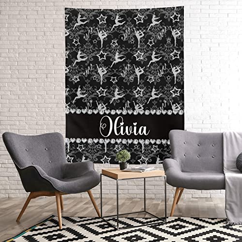 Custom Blanket Personalized Gymnastics Black Soft Fleece Throw Blanket with Name for Gifts Sofa Bed 50 X 60 inches