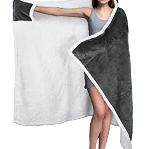 Tirrinia Sherpa Hooded Blanket Wearable Cuddle Throw Warm Cozy Sherpa Lining 47’x73’/ Sherpa Throw Blanket/