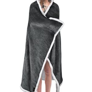 Tirrinia Sherpa Hooded Blanket Wearable Cuddle Throw Warm Cozy Sherpa Lining 47’x73’/ Sherpa Throw Blanket/