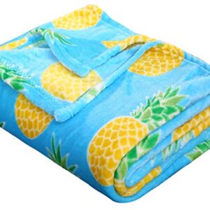 Summertime Whimsy Plush Fleece Throw Blanket (50" x 60") - Pineapple