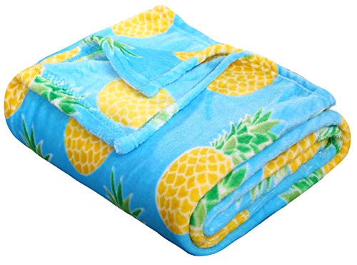 Summertime Whimsy Plush Fleece Throw Blanket (50" x 60") - Pineapple