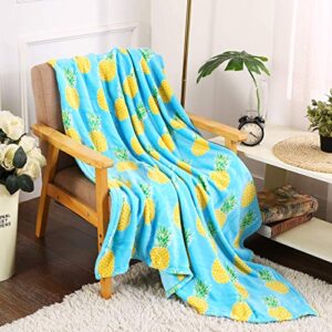 Summertime Whimsy Plush Fleece Throw Blanket (50" x 60") - Pineapple