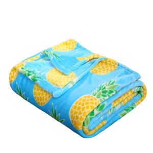 Summertime Whimsy Plush Fleece Throw Blanket (50" x 60") - Pineapple