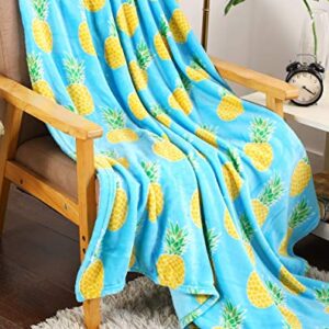 Summertime Whimsy Plush Fleece Throw Blanket (50" x 60") - Pineapple